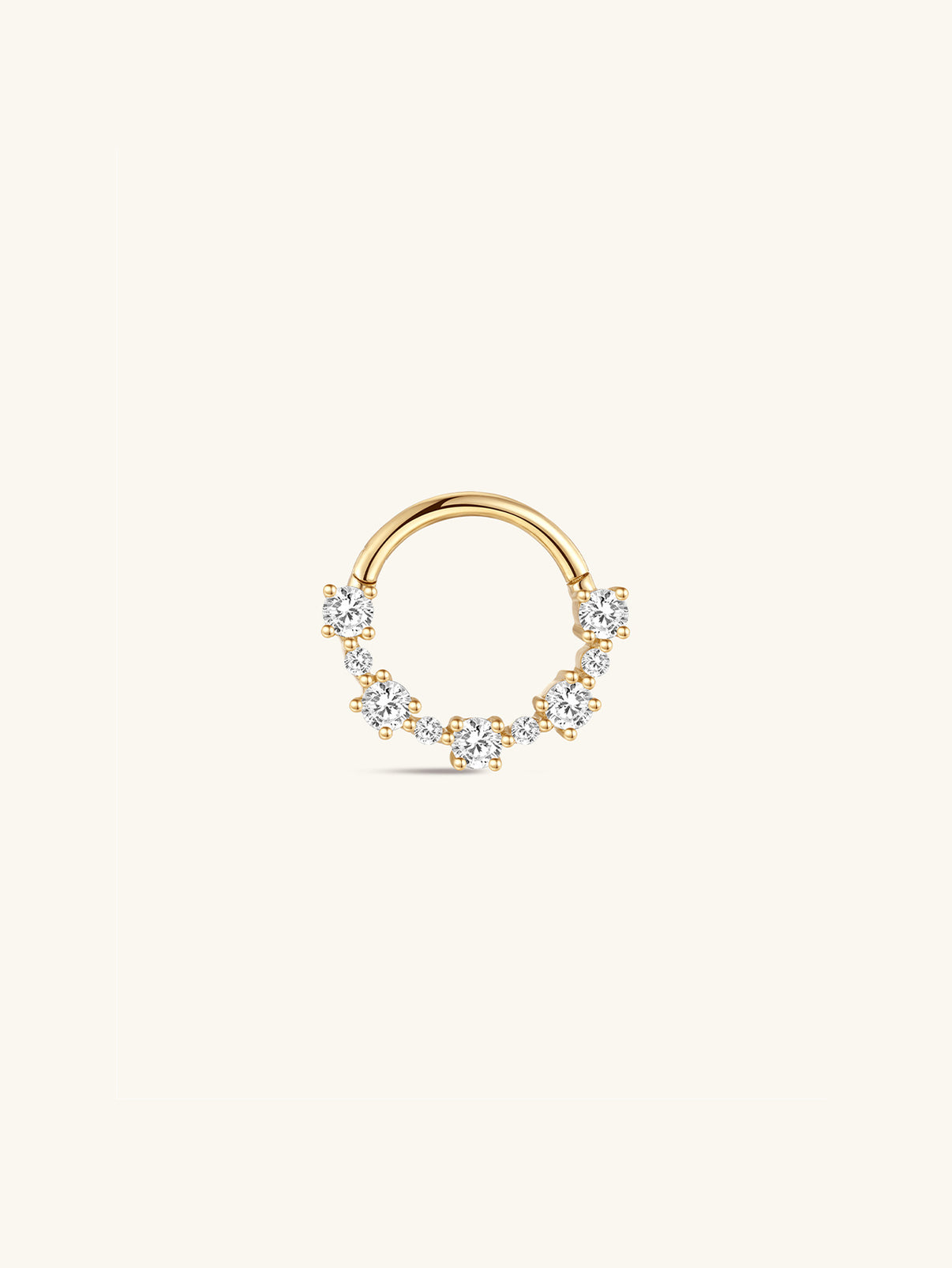 kosiner 14K Solid Gold Crystal Daith Ear Piercing Ring Hoop