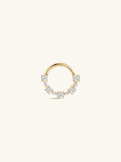 kosiner 14K Solid Gold Crystal Daith Ear Piercing Ring Hoop
