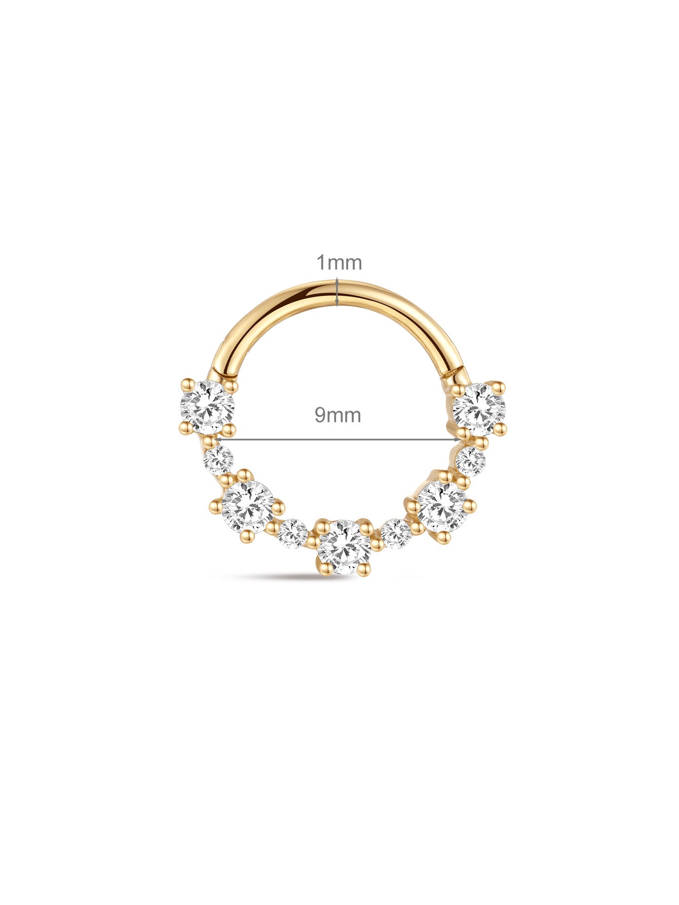 kosiner 14K Solid Gold Crystal Daith Ear Piercing Ring Hoop