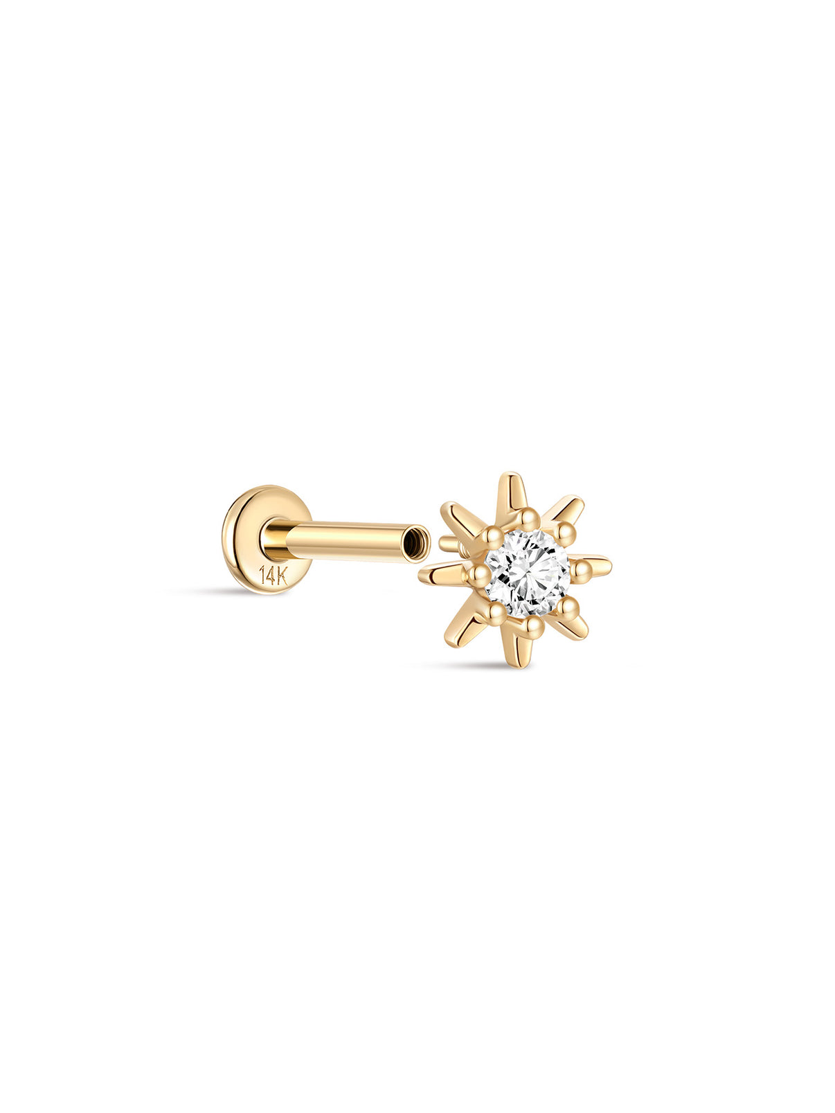 kosiner 14K Solid Gold Warm Sun Ear Piercing Stud